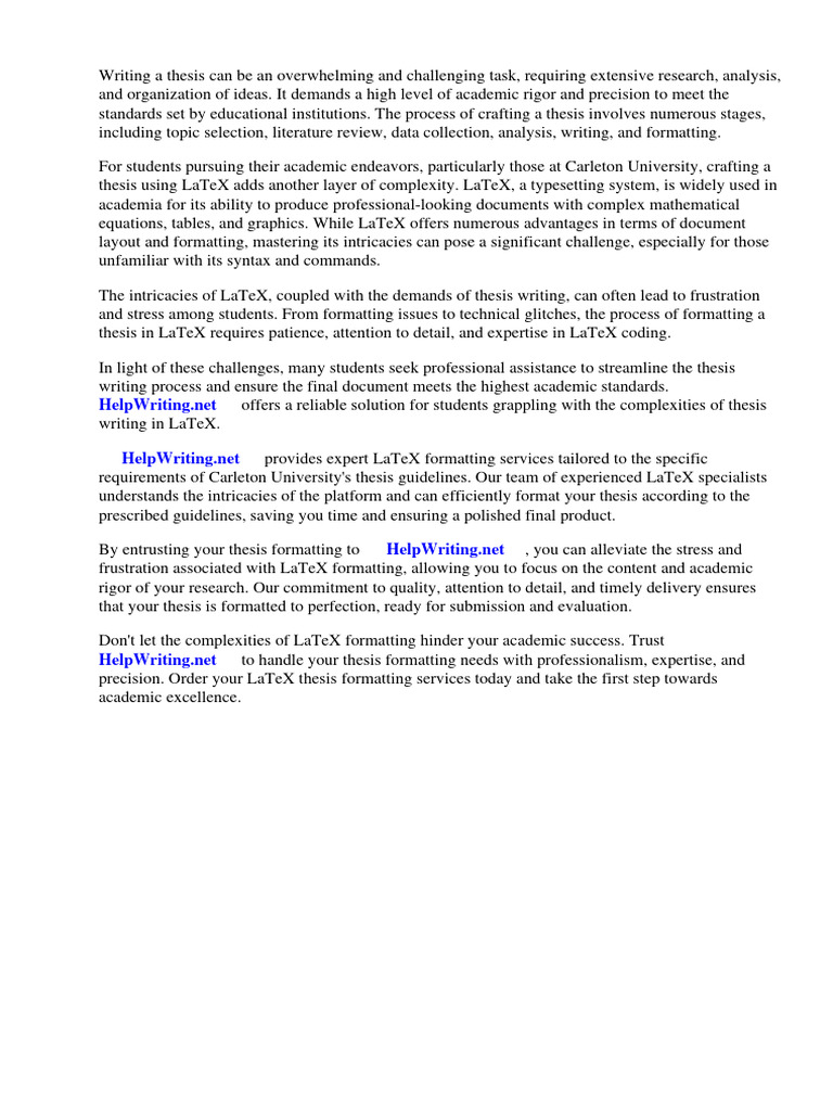 Carleton Thesis Latex | PDF