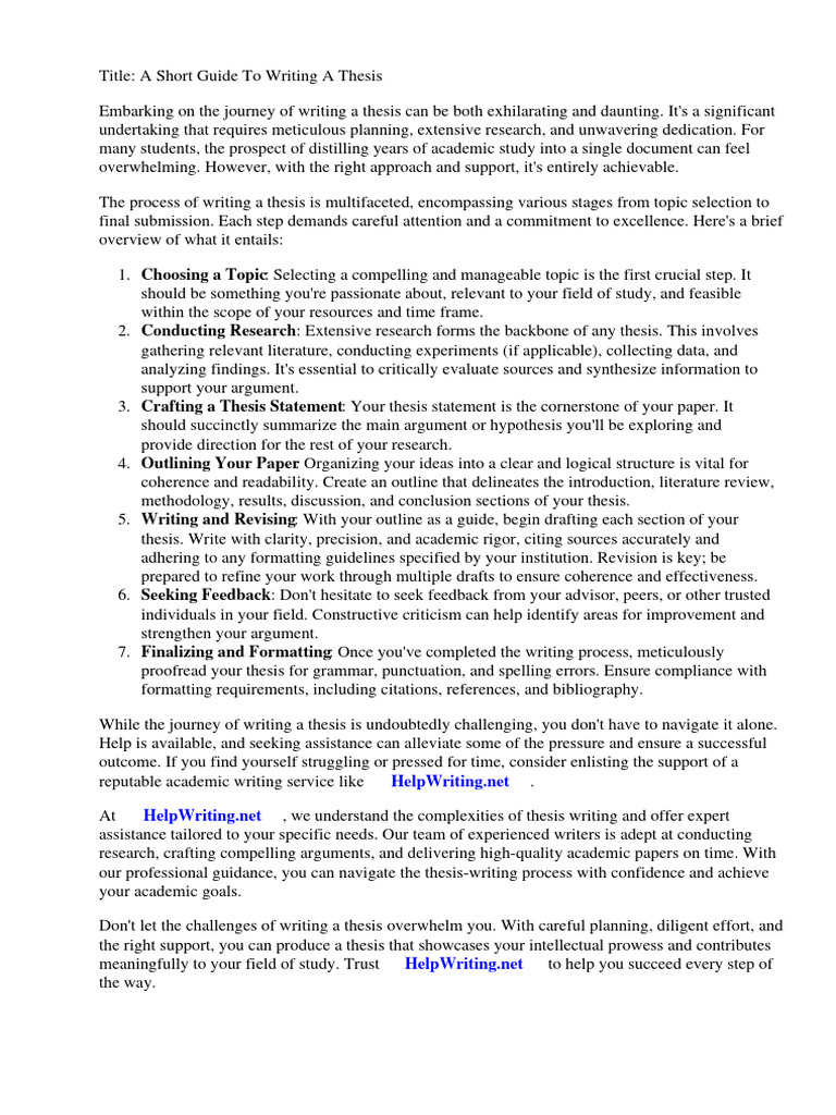 A Short Guide to Writing a Thesis | PDF | Essays | Thesis A Short Guide to Writing a Thesis | PDF | Essays | Thesis