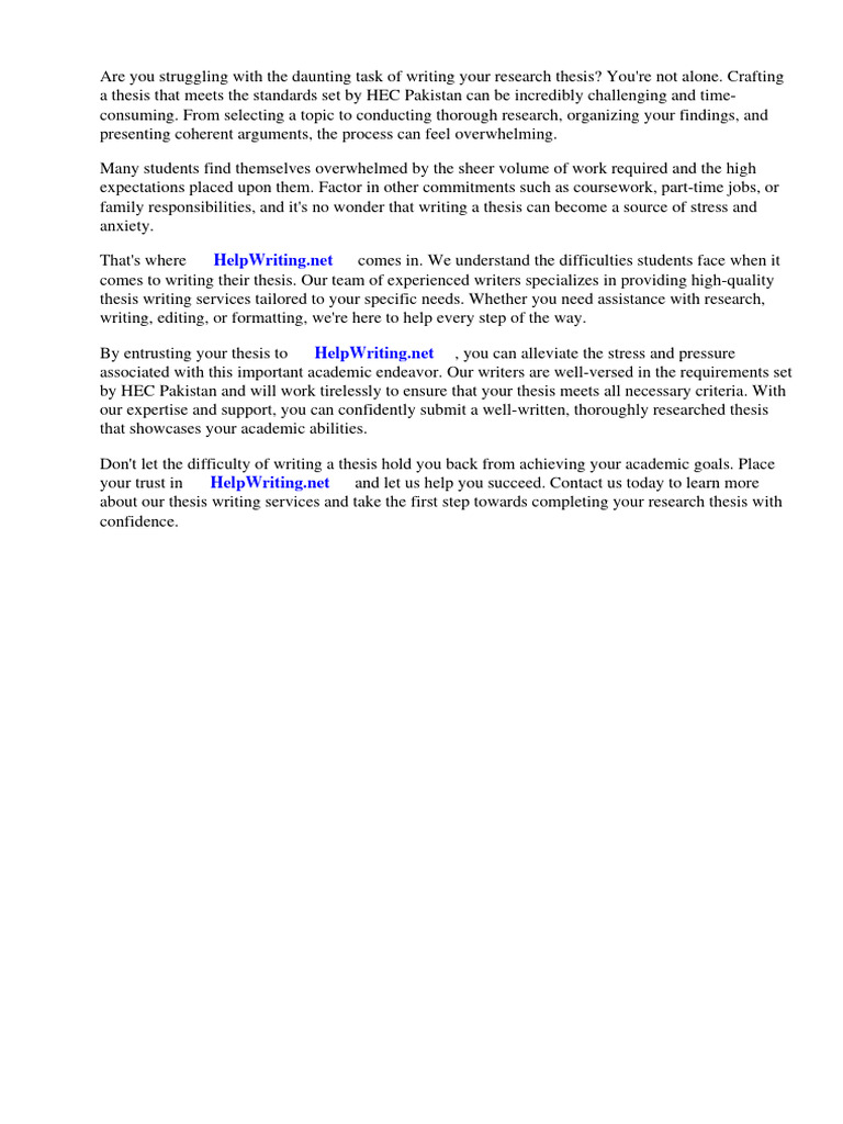 HEC Thesis Writing Support Services | PDF