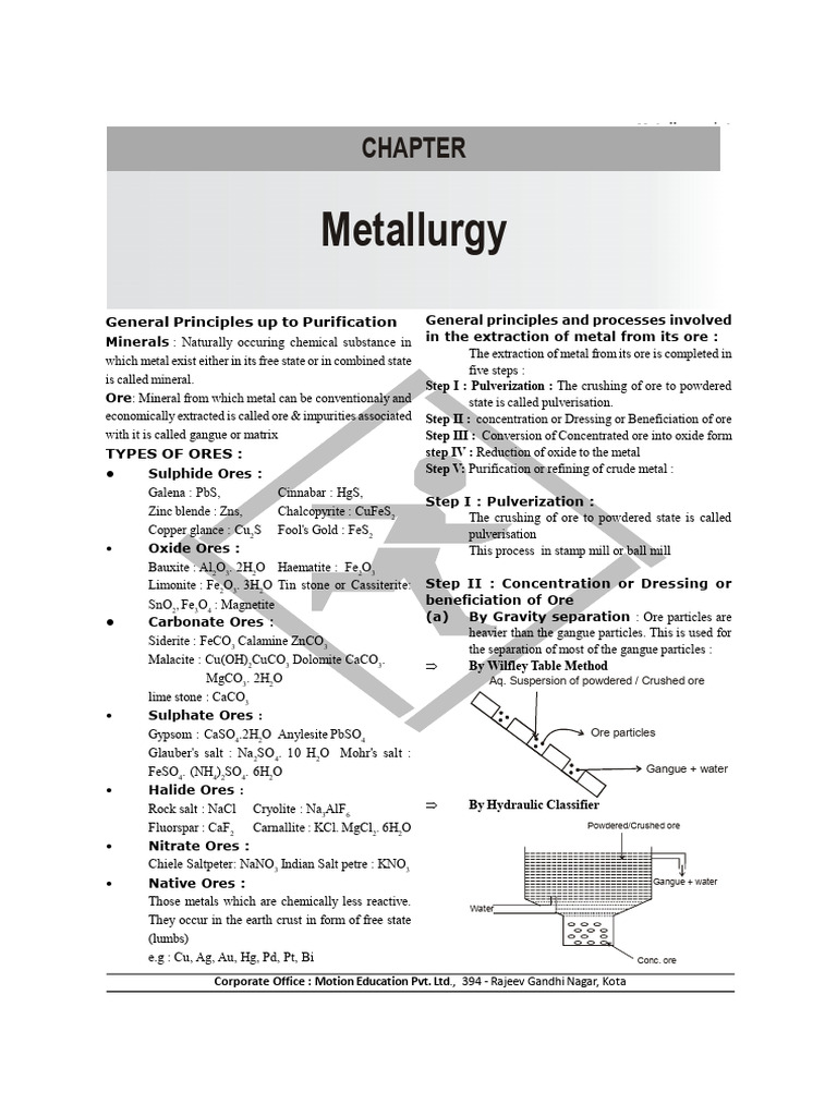 Metallurgy: Principles and Ore Types | PDF | Redox | Ore