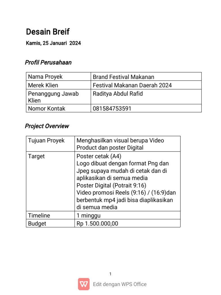 Desain Breif Multimedia 1 | PDF