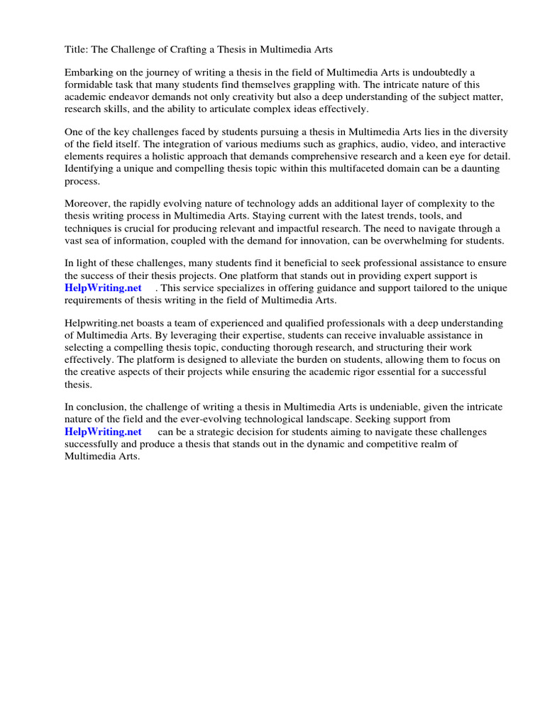 Thesis Challenges in Multimedia Arts | PDF | Multimedia | Thesis