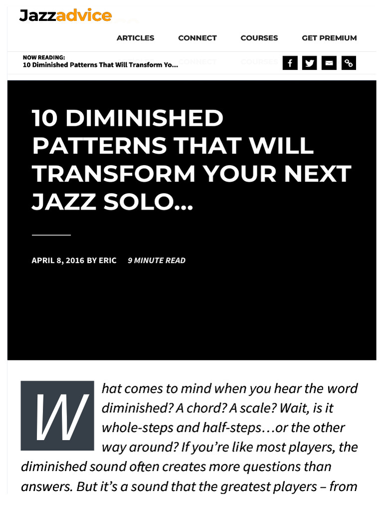 Diminished Patterns For Jazz Improvisation Jazzadvice | PDF | Chord (Music) | Scale (Music)