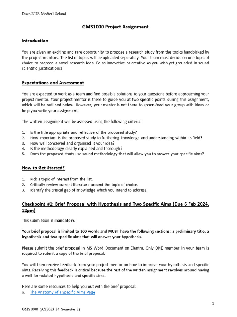 Ay2023-24 s2 gms1000 Project Assignment Instructions | PDF | Turnitin ...