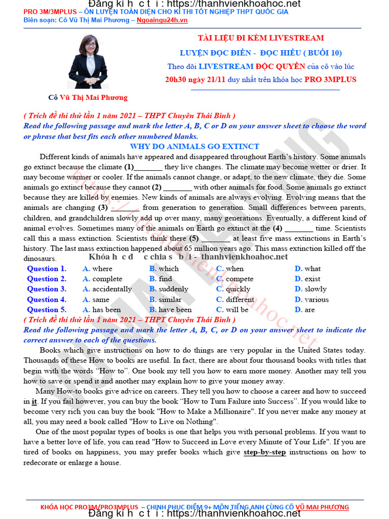 Co Vu Mai Phuong Tai Lieu Livestream Doc Quyen Pro 3mplus Luyen Doc Dien Doc Hieu Buoi 10 | PDF ...