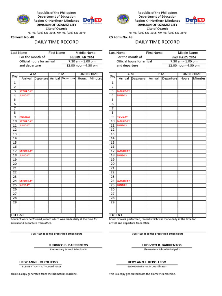 DTR Teacher Feb | PDF