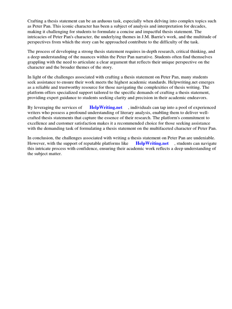 Thesis Statement Peter Pan | PDF