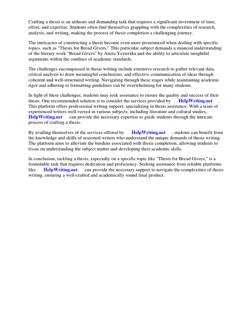 Thesis For Bread Givers | PDF | Thesis