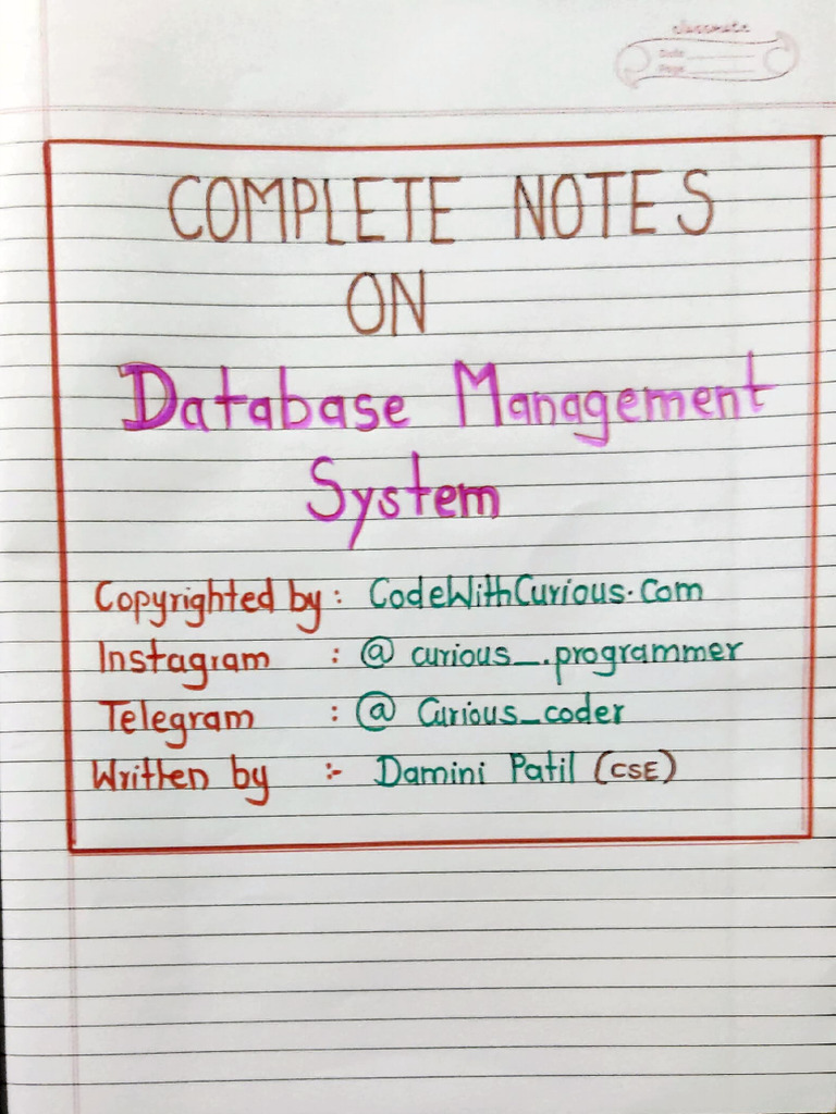 DBMS Handwritten Notes Q1j2as | PDF | Databases | Relational Database