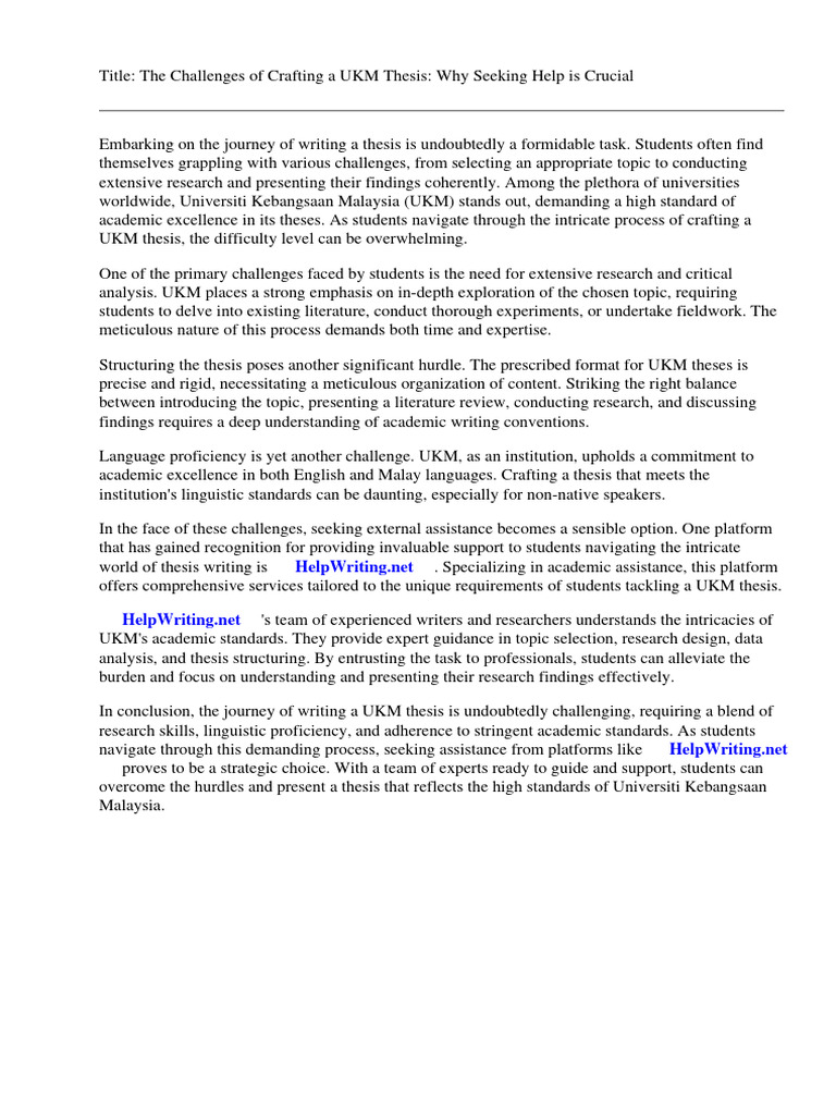 Ukm Thesis Sample | PDF | Thesis