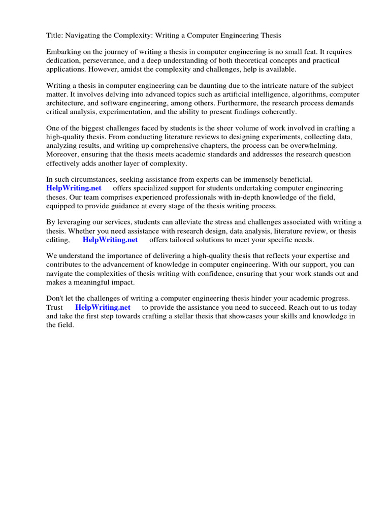 Computer Engineering Thesis Title | PDF