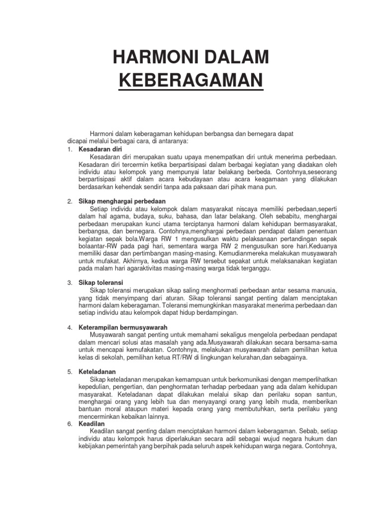 Harmoni Dalam Keberagaman KELAS XI | PDF
