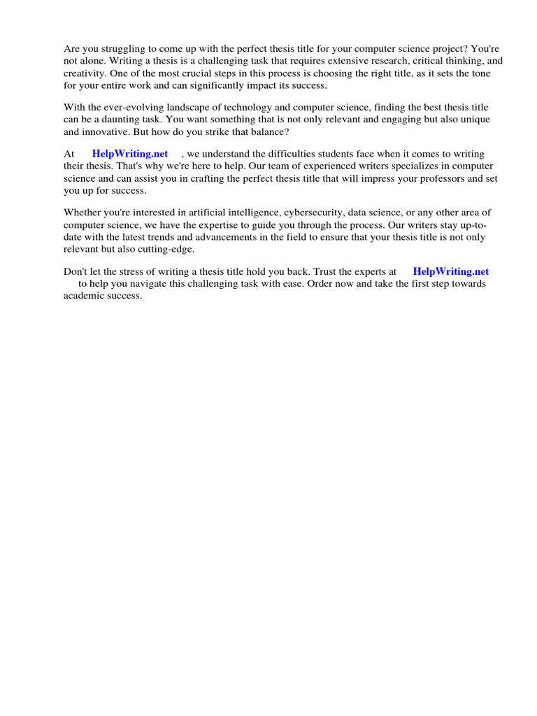 Best Thesis Titles For Computer Science | Download Free PDF | Thesis ...
