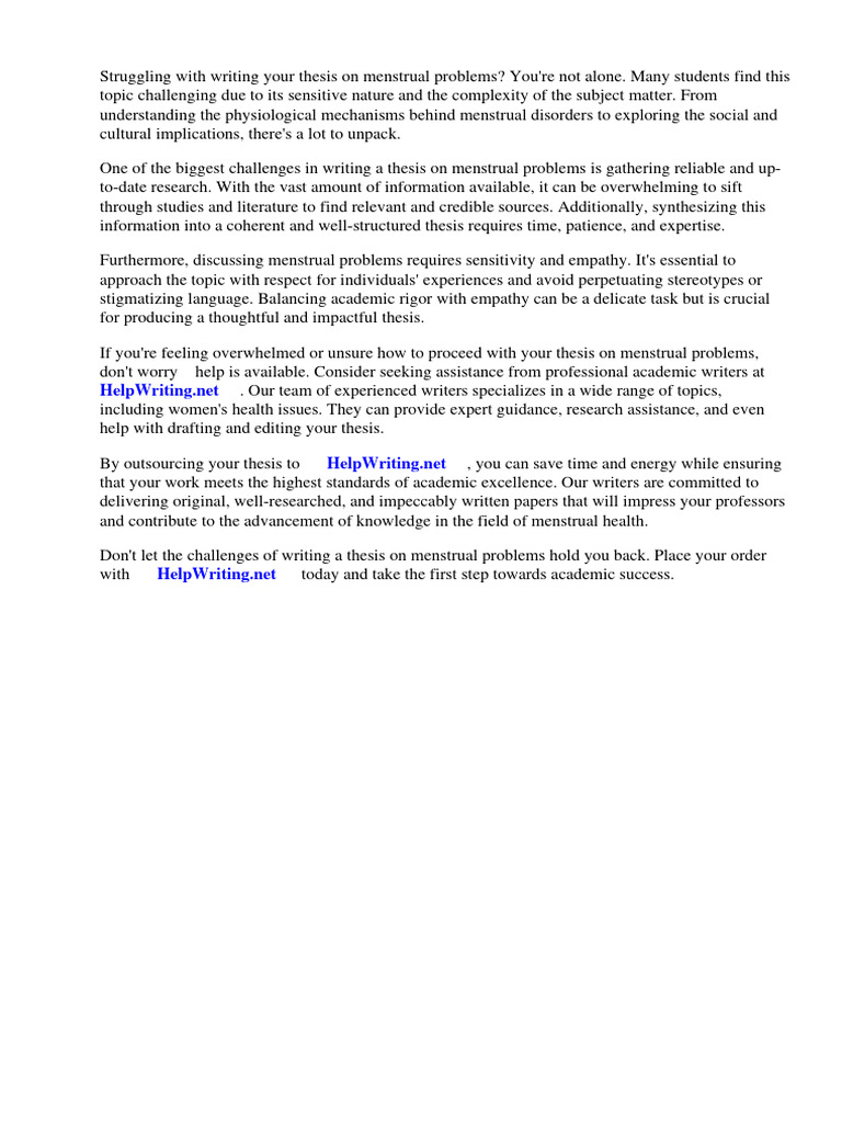 Thesis On Menstrual Problems Pdf Menstruation Menstrual Cycle 0031