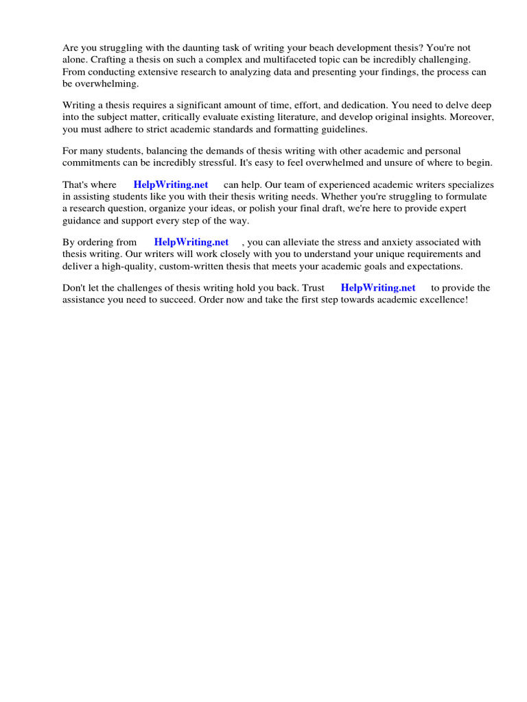 Beach Development Thesis | PDF | Essays | Thesis