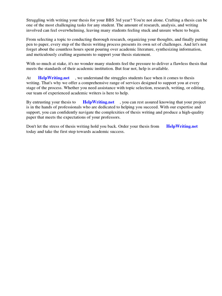 Thesis of Bbs 3rd Year | PDF