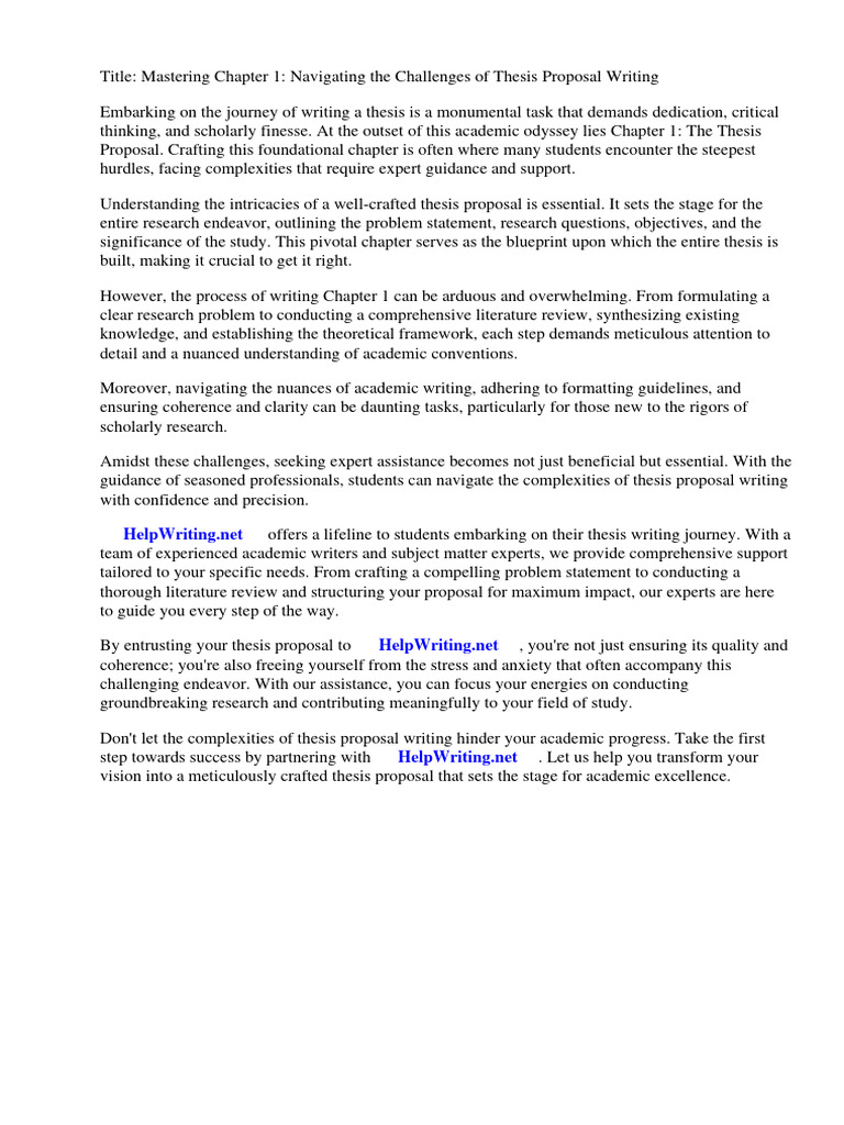 Chapter 1 Thesis Proposal | PDF | Thesis | Quantitative Research
