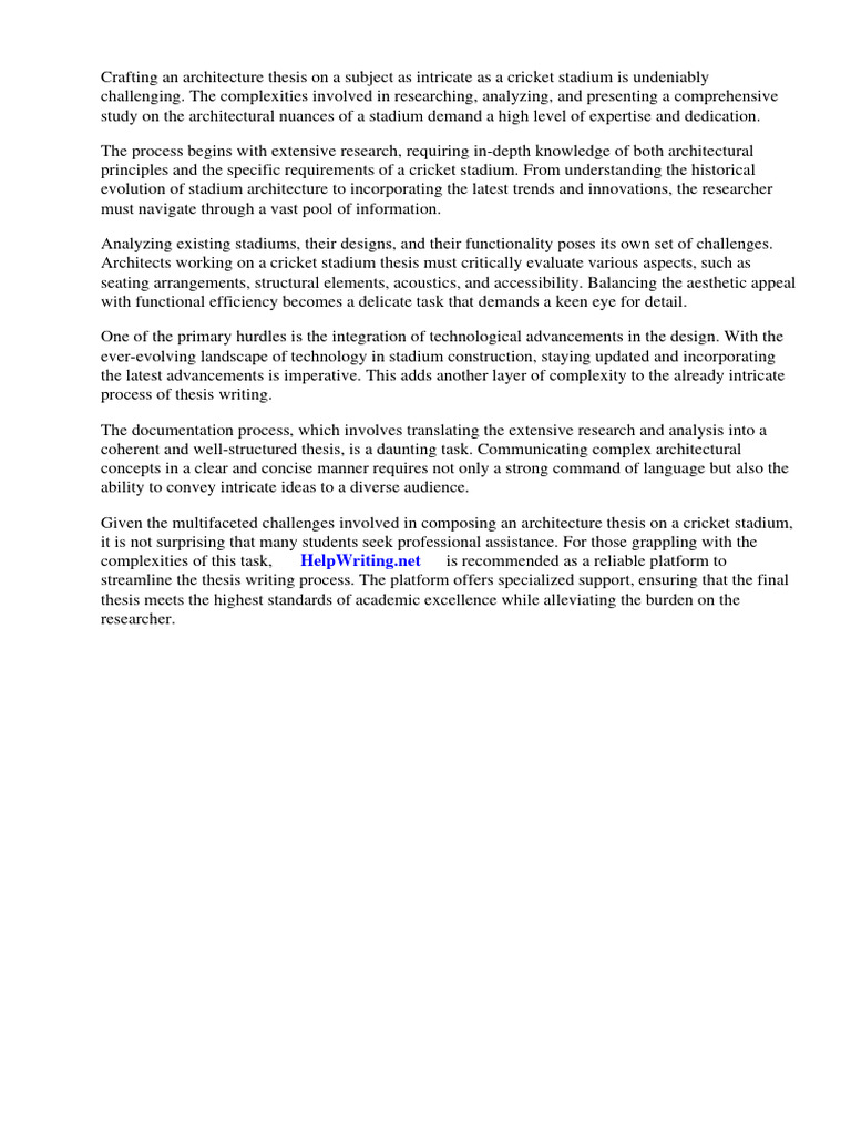 Architecture Thesis on Cricket Stadium | PDF