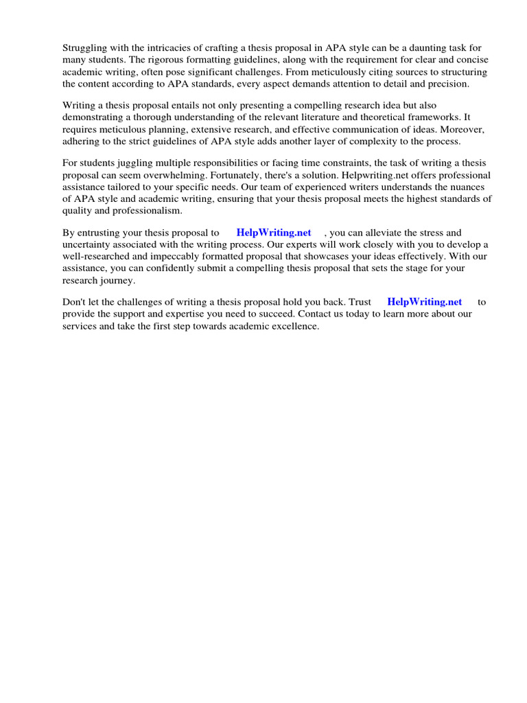 Thesis Proposal Apa Style | PDF