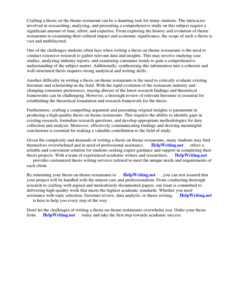 Thesis On Theme Restaurant | PDF
