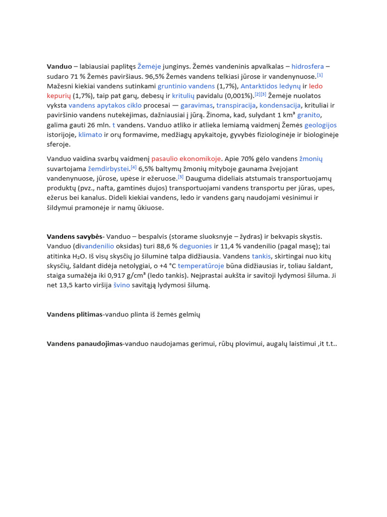 Vanduo - Labiausiai Paplitęs Žemėje Junginys | PDF