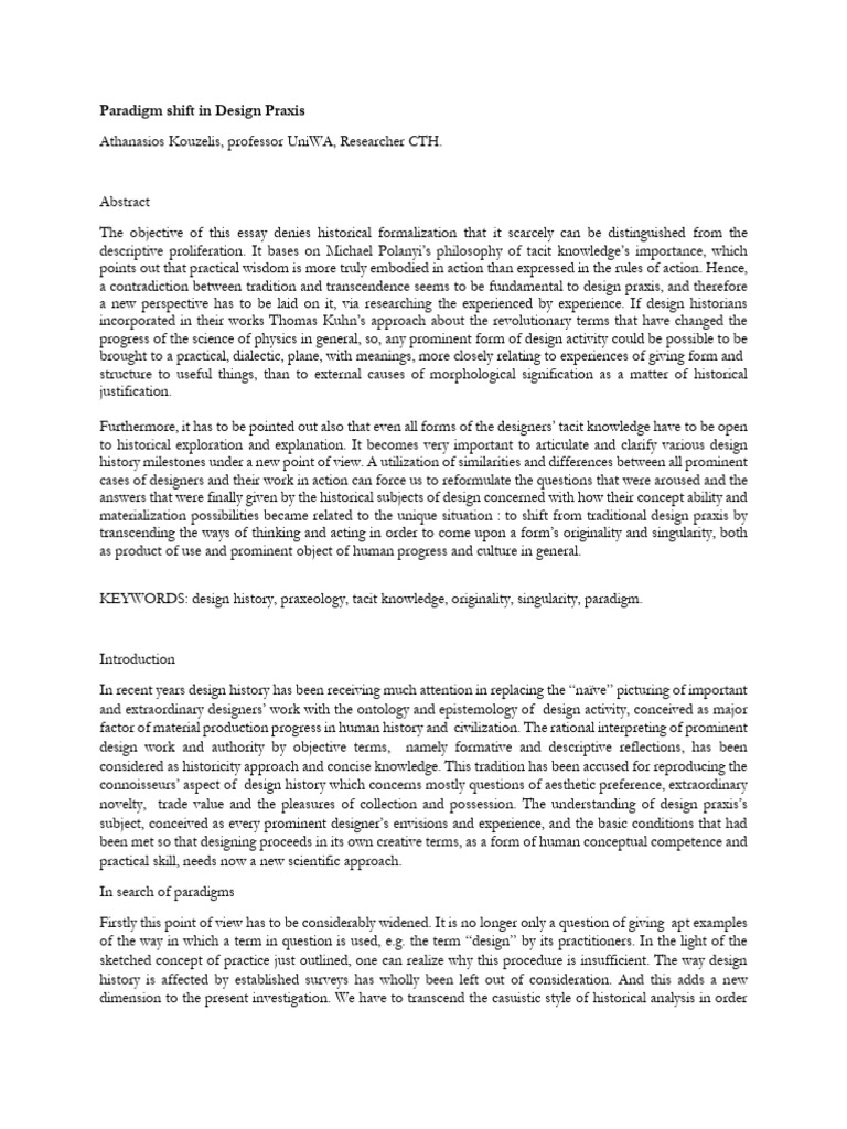 Paradigm Shift in Design Praxis | PDF | Design | Experience