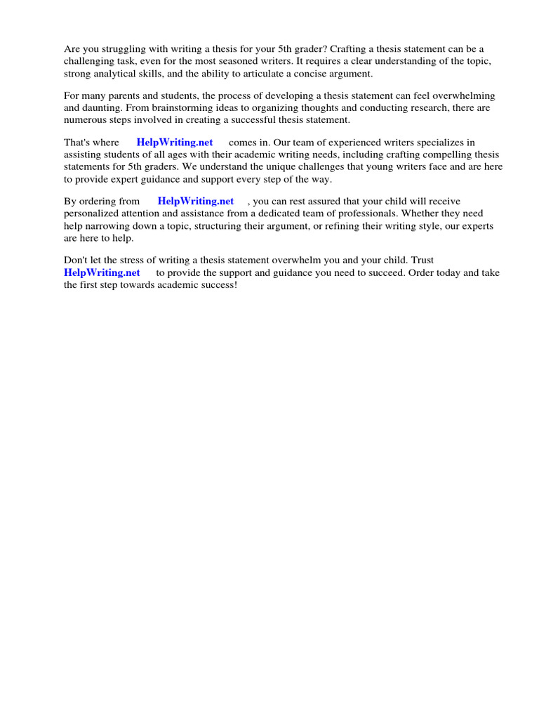 Thesis For 5th Graders | PDF | Essays | Thesis