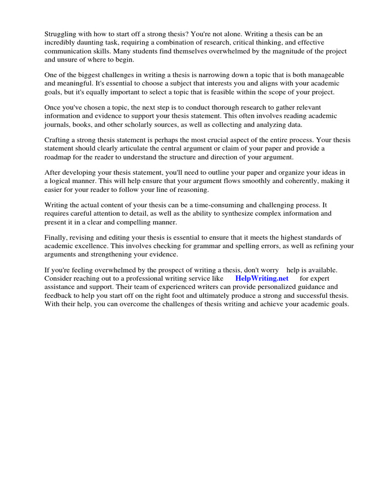 How to Start Off a Strong Thesis | PDF