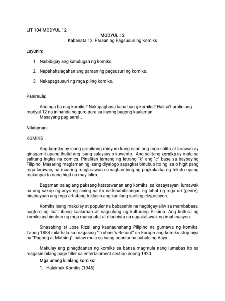 Lit 104 Modyul 12 | PDF