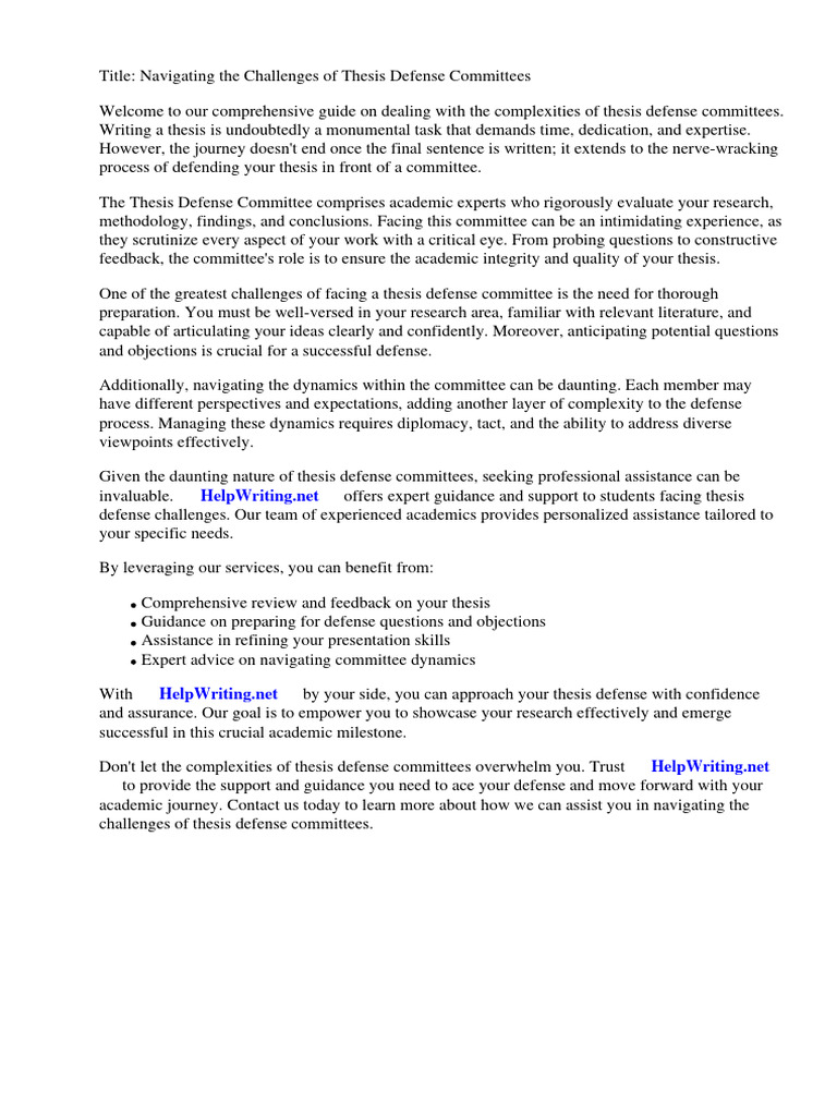 Thesis Defence Committee | PDF | Thesis | Expert