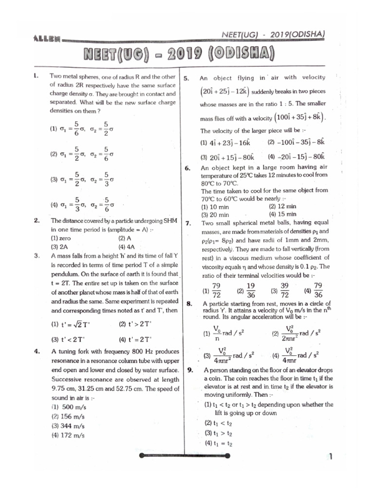 NEET 2019 Odisha | PDF