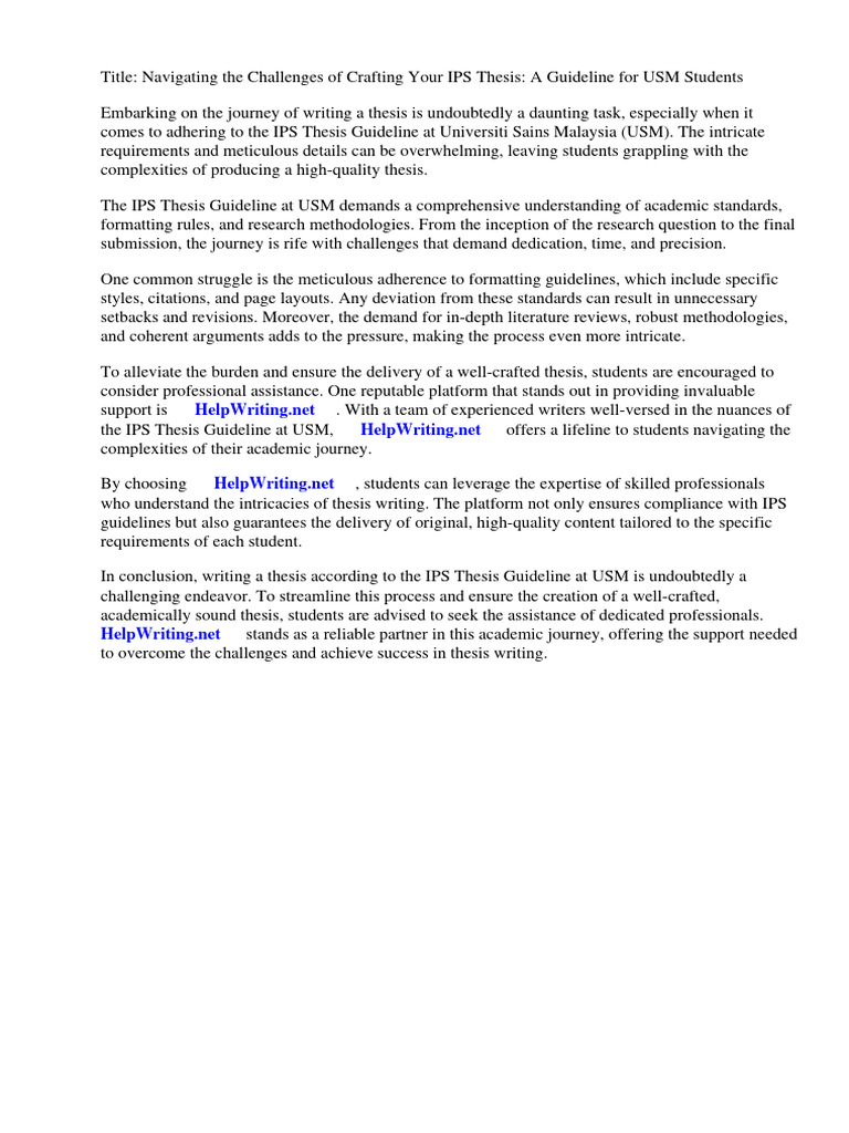 Ips Thesis Guideline Usm | PDF | Thesis