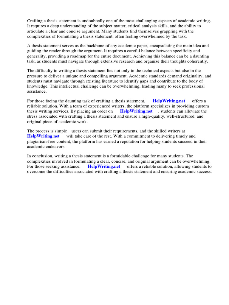 Thesis Statement Definition in Writing | PDF | Essays | Thesis