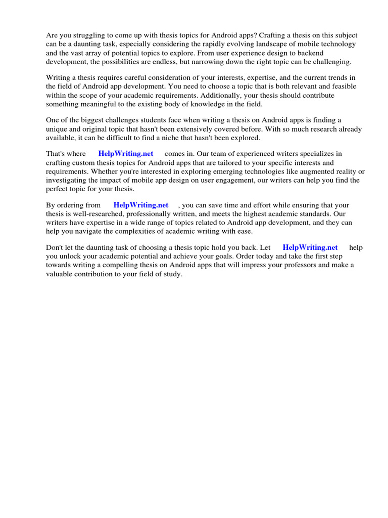 Thesis Topics For Android Apps | PDF