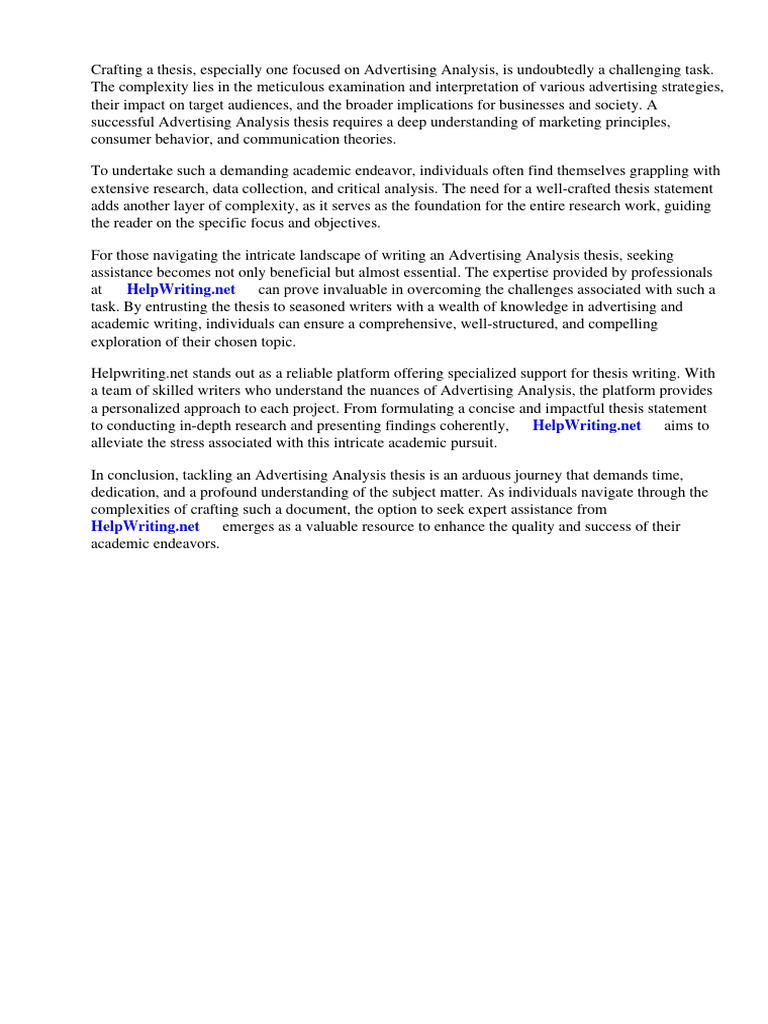 Advertising Analysis Thesis Statement | PDF
