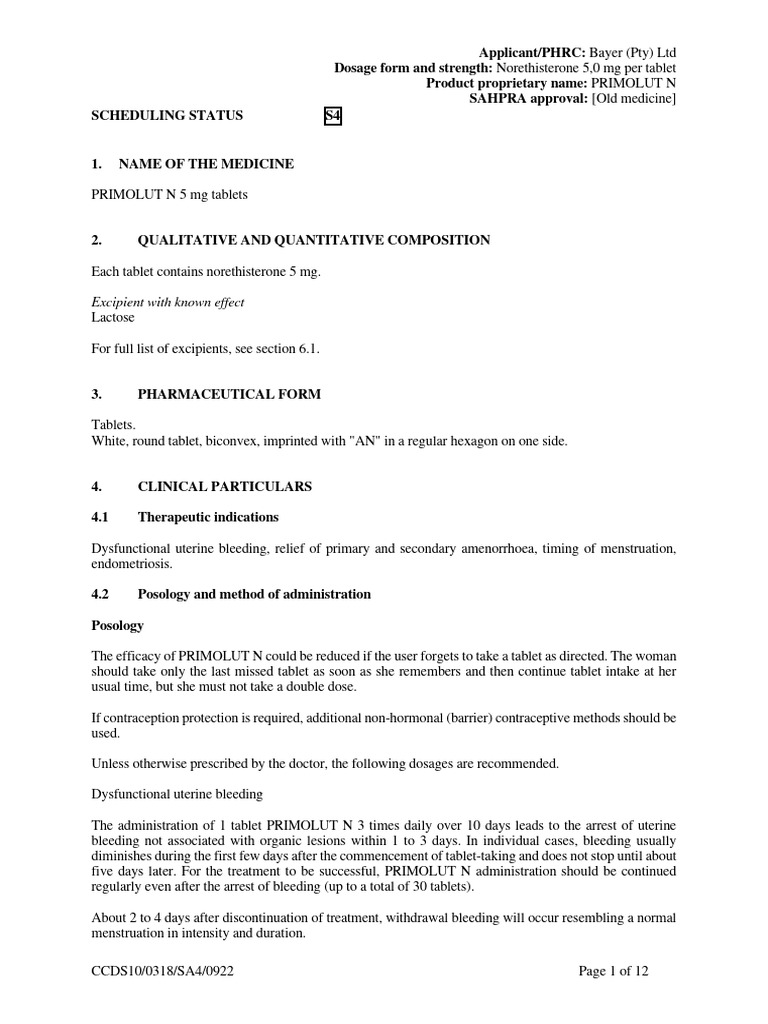 Primolut N: Uses and Dosage Guidelines | PDF | Self-Improvement