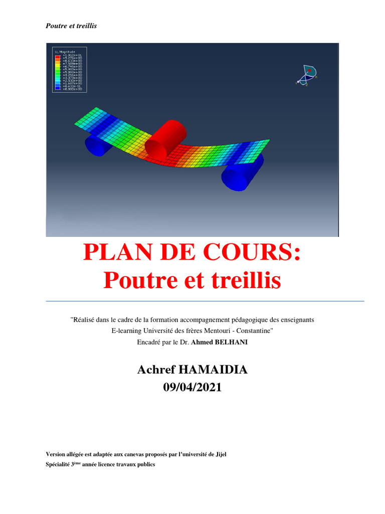 Travaux P - HAMAIDIA - Achref - Plan de Cours | PDF | Résistance des matériaux | Apprentissage