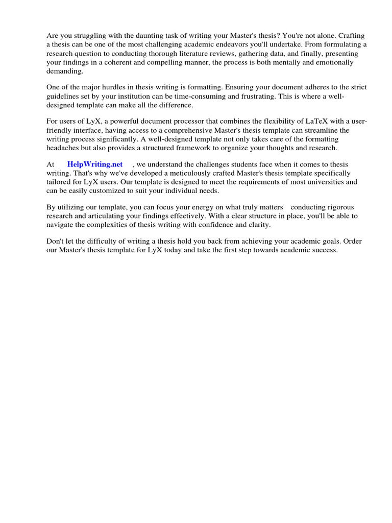 Masters Thesis Template for Lyx | PDF | Thesis | Apa Style