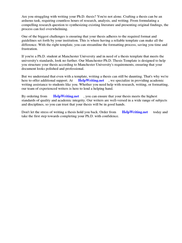 Manchester PHD Thesis Template | PDF