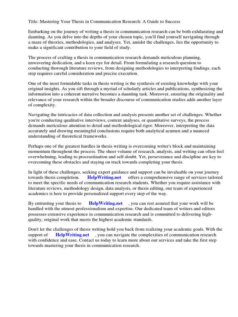 Thesis Communication Research | PDF