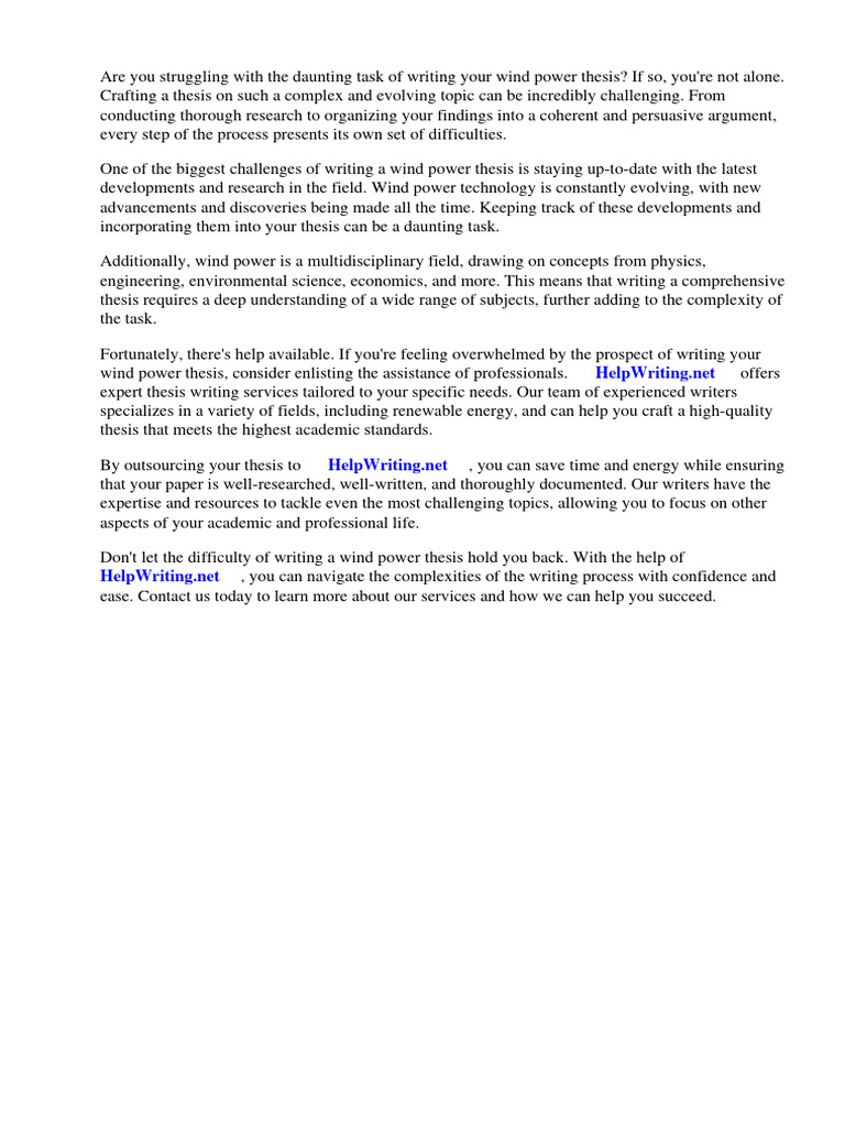 Wind Power Thesis PDF | PDF | Wind Turbine | Wind Power