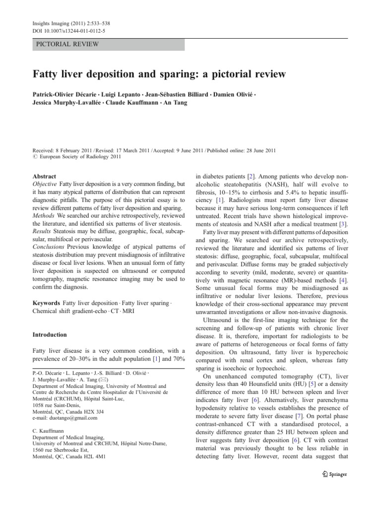 Fatty Liver Deposition and Sparing | PDF | Self-Improvement | Wellness