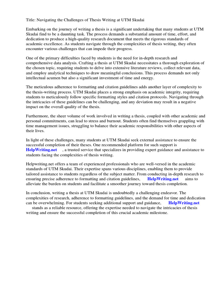 Thesis Utm Skudai | Download Free PDF | Thesis | Science