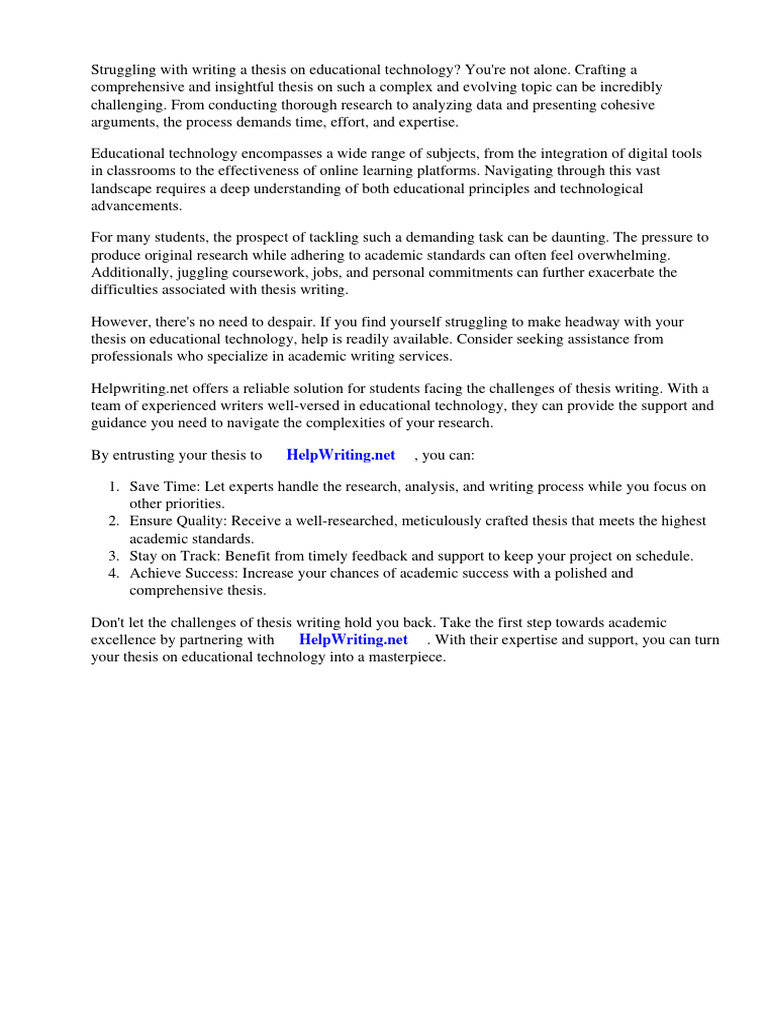 Sample Thesis On Educational Technology | PDF | Educational Technology ...