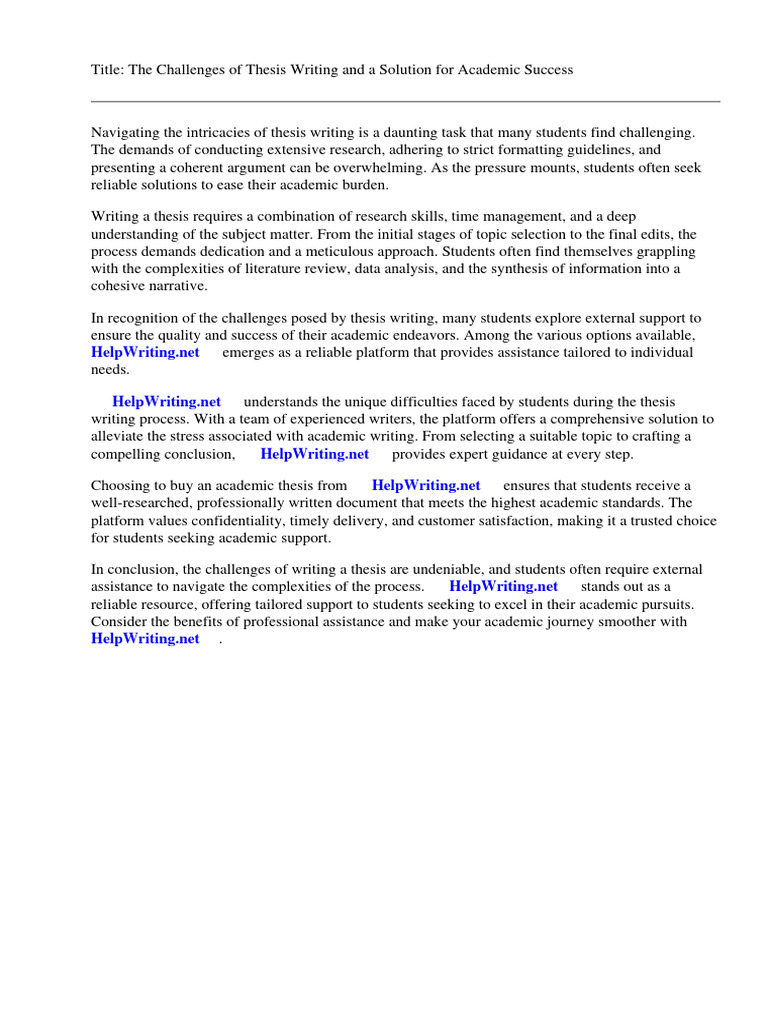 Buy Academic Thesis | PDF | Thesis | Essays