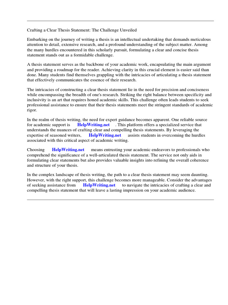 How Do You Make A Clear Thesis Statement | PDF | Thesis | Essays