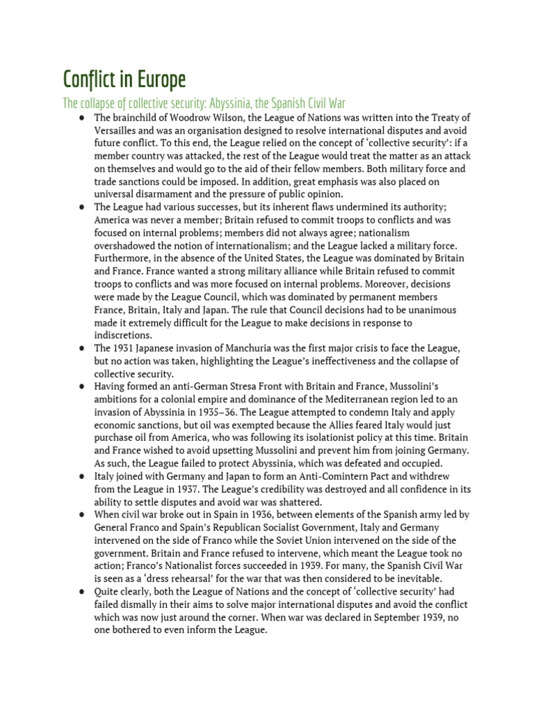 2020 MH - Conflict in Europe Notes (Natasha Razmovski) | PDF | History