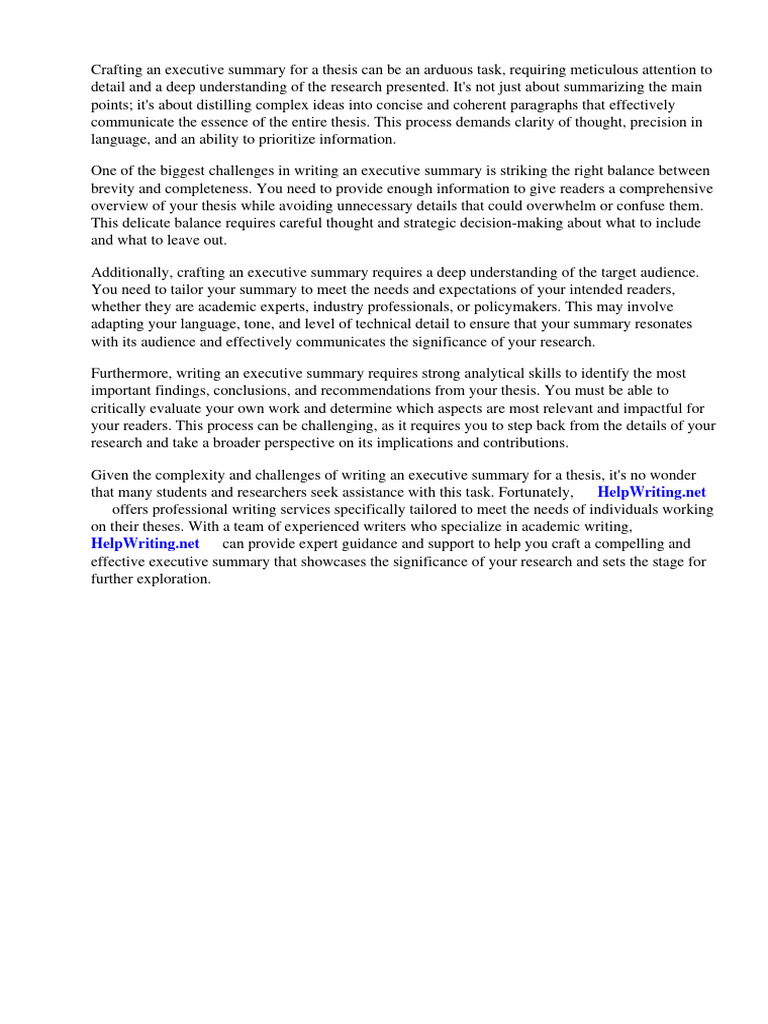 How To Write Executive Summary of A Thesis | Download Free PDF | Thesis ...