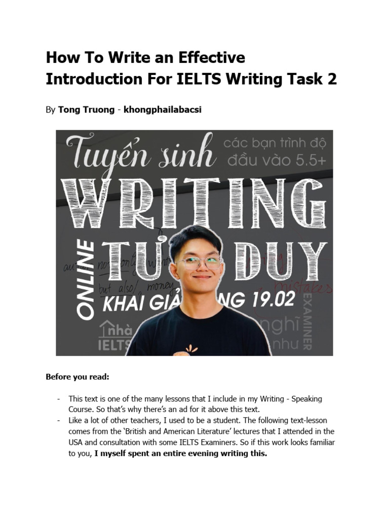 How To Write An Effective Introduction For IELTS Writing Task 2 | PDF ...