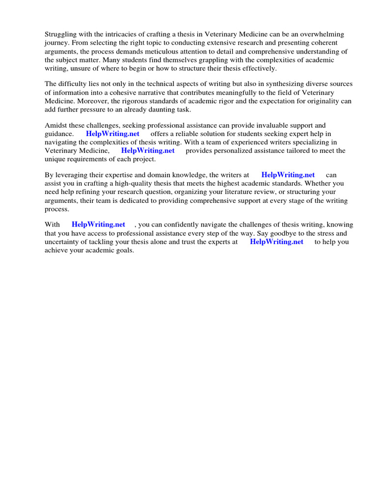 Thesis Sample For Veterinary Medicine | PDF | Veterinary Medicine | Expert